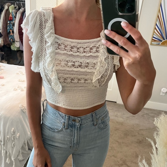 Free People | Tops | Free People Cream Ruffled Top | Poshmark